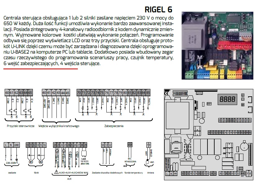 BFT centrala sterująca RIGEL 6 220-230V 50/60HZ - DD-AUTOMATYKA.pl | Napędy do bram